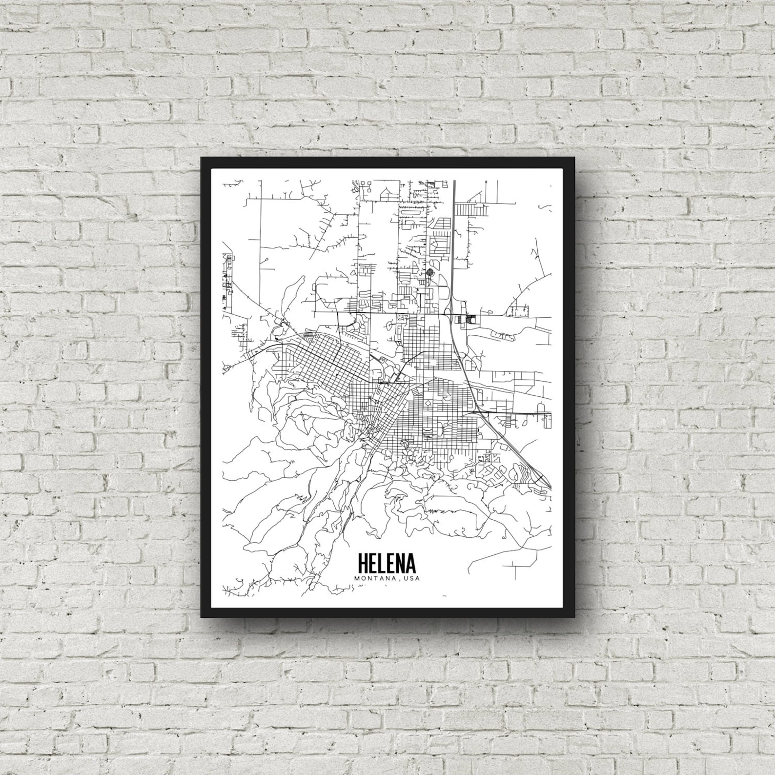 Helena Montana Map Printable Montana Map Art Helena Map Art | Etsy