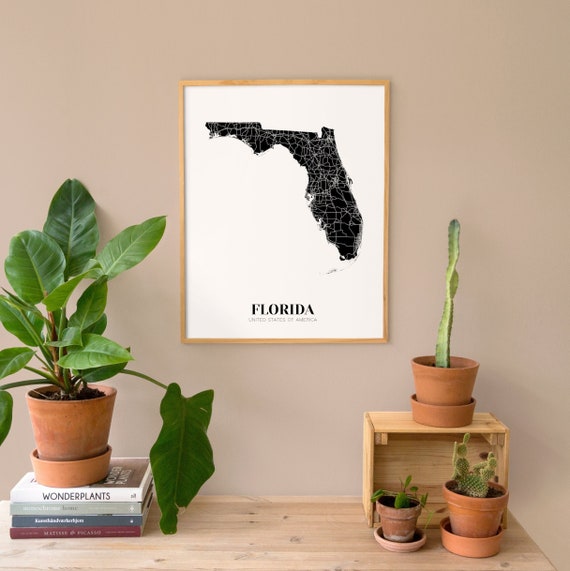 Map of Floridaprintable Florida Map Printable FL Wall Art | Etsy