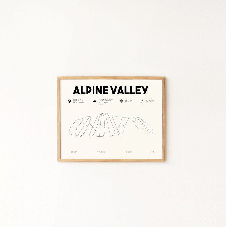 Alpine Valley Printable Ski Map 16x20 Alpine Valley Wisconsin - Etsy