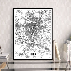 Turin Italy Printable Map Turin Italy Poster Printable Map - Etsy