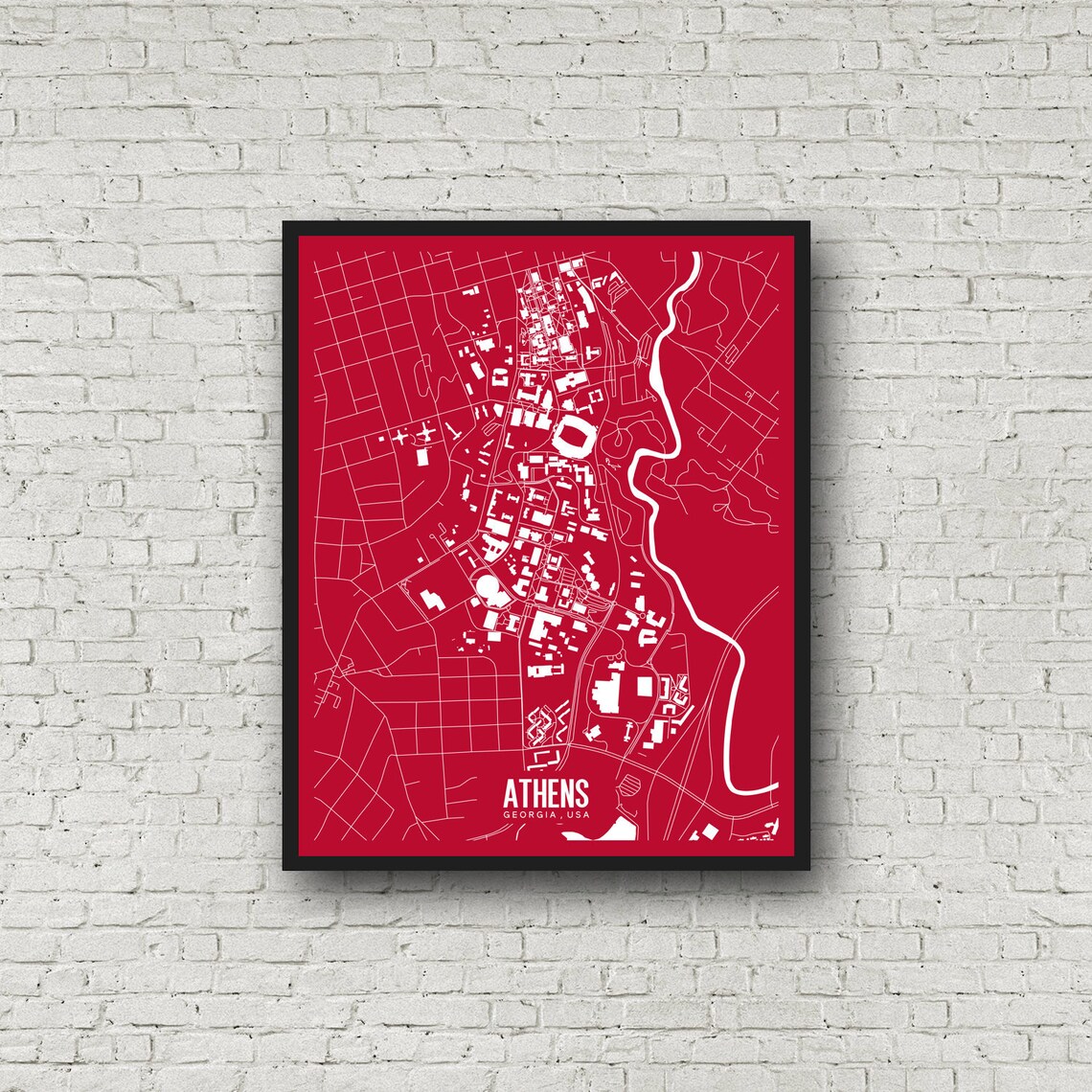 Athens Georgia Printable Street Map University of Georgia - Etsy