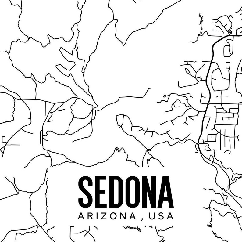 Sedona Arizona Map Printable Sedona Map Poster Sedona - Etsy