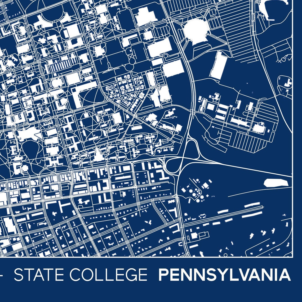 State College Pennsylvania Street Map Penn State University | Etsy