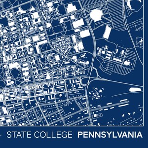 State College, Pennsylvania Street Map, Penn State University Printable ...