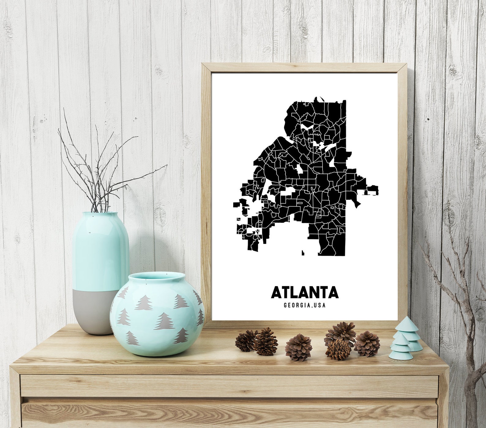 Atlanta Georgia Printable Map Atlanta Neighborhoods Print | Etsy