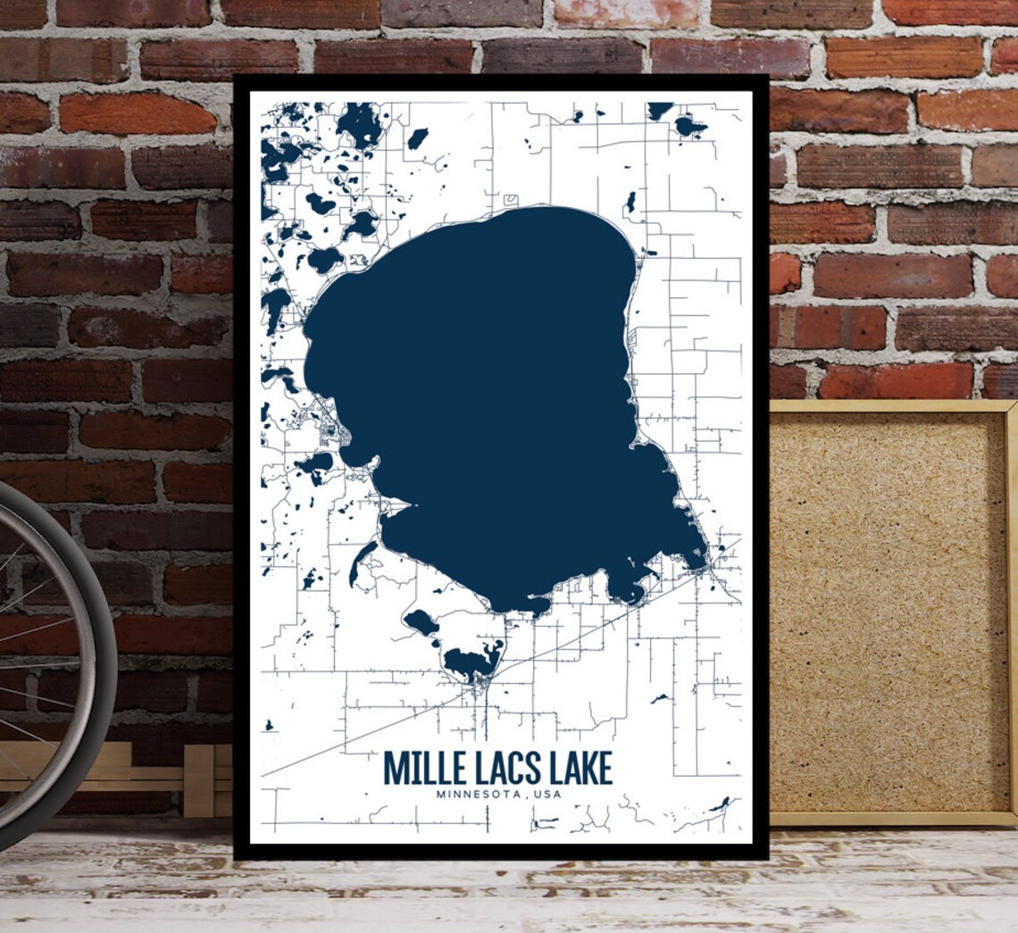 Mille Lacs Lake Printable Map Mille Lacs Lake Poster Mille - Etsy