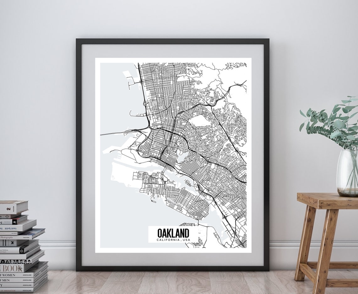 Oakland California Printable Map Oakland CA Map Poster - Etsy
