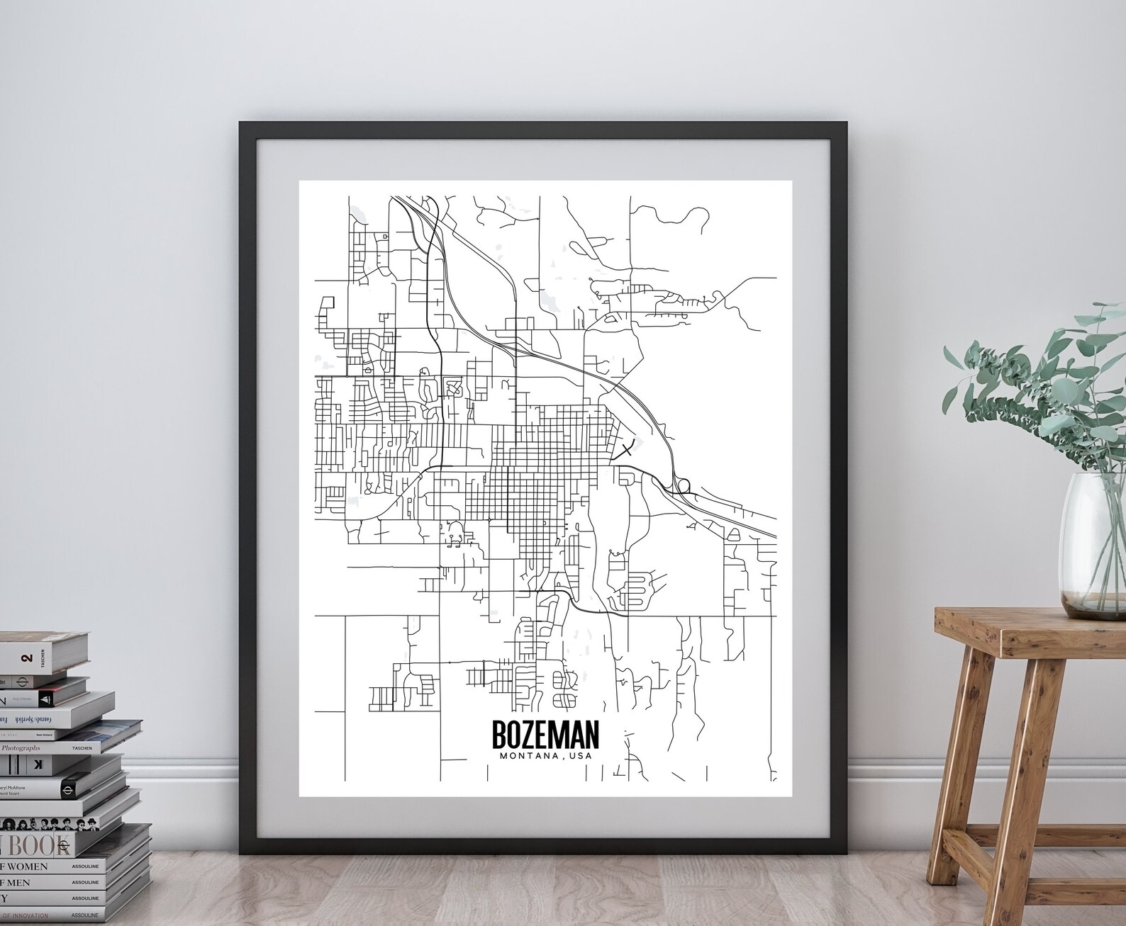 Bozeman Montana Map Printable Montana Map Art Bozeman Map | Etsy
