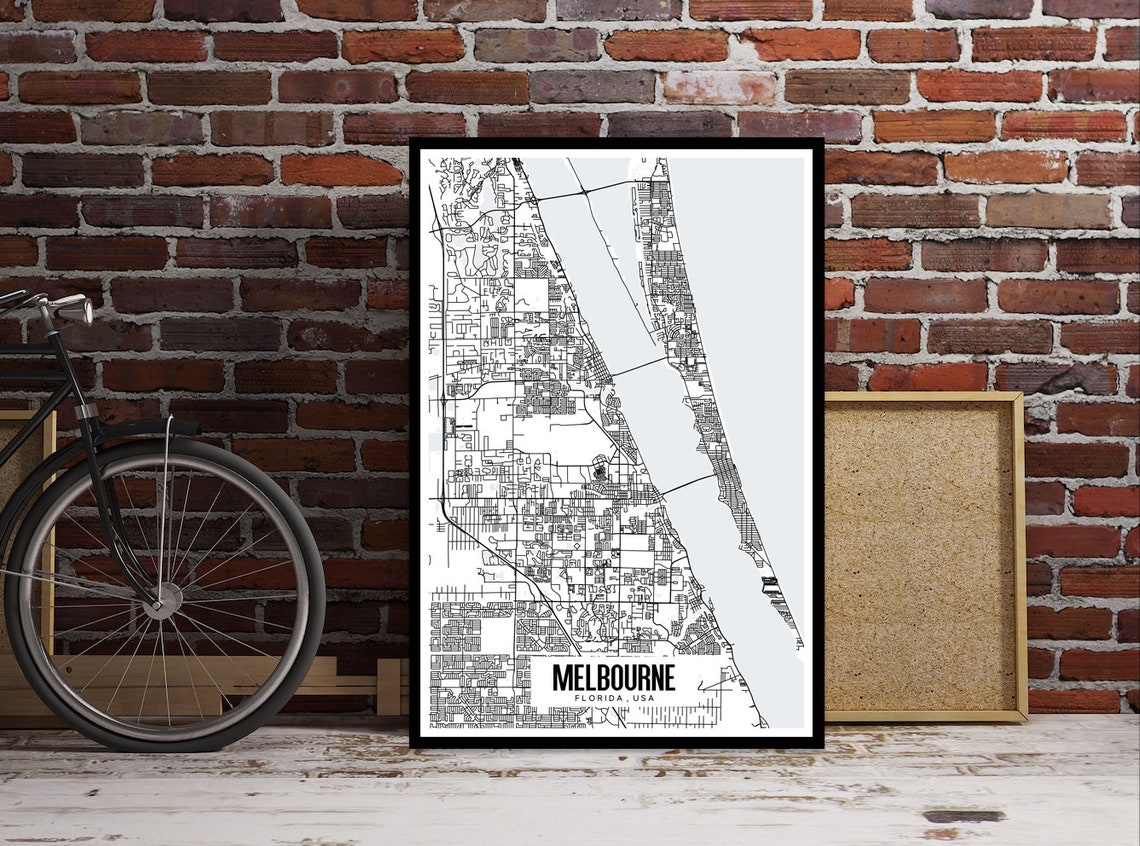 Melbourne Florida Map Printable, Melbourne FL Map Art, Melbourne Wall ...