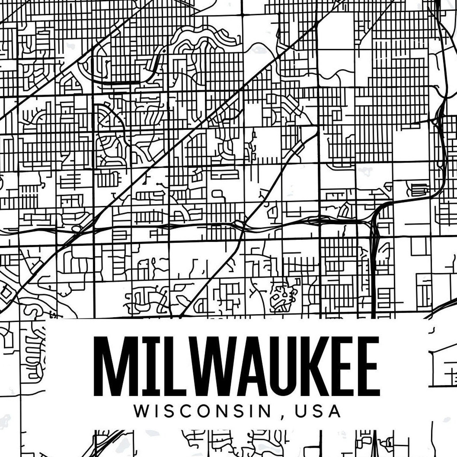 Milwaukee Wisconsin Map Printable Printable Map for Office | Etsy
