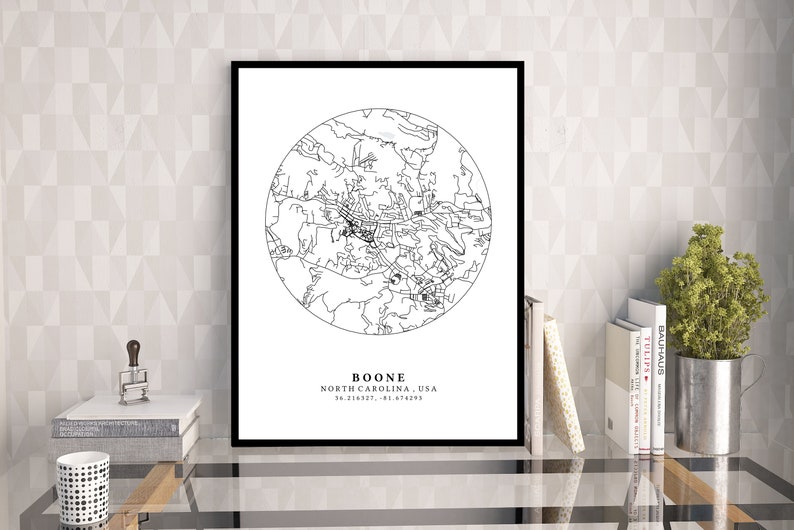 Boone North Carolina Printable Map Boone NC Wall Art - Etsy