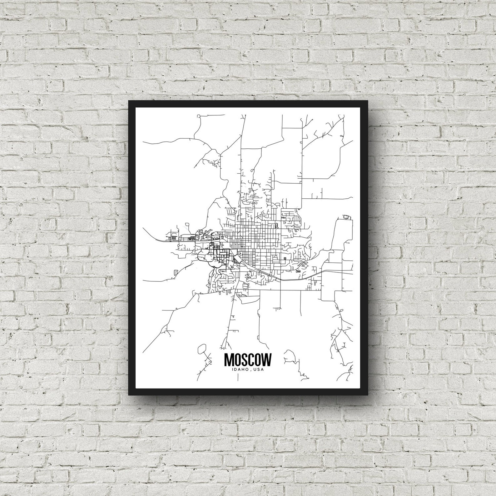 Moscow Idaho Printable Map City Map Art Moscow ID Wall Art | Etsy