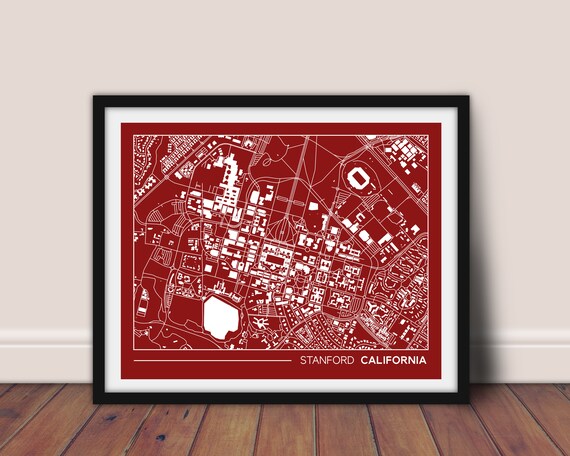 Stanford California printable map Stanford campus map gift | Etsy