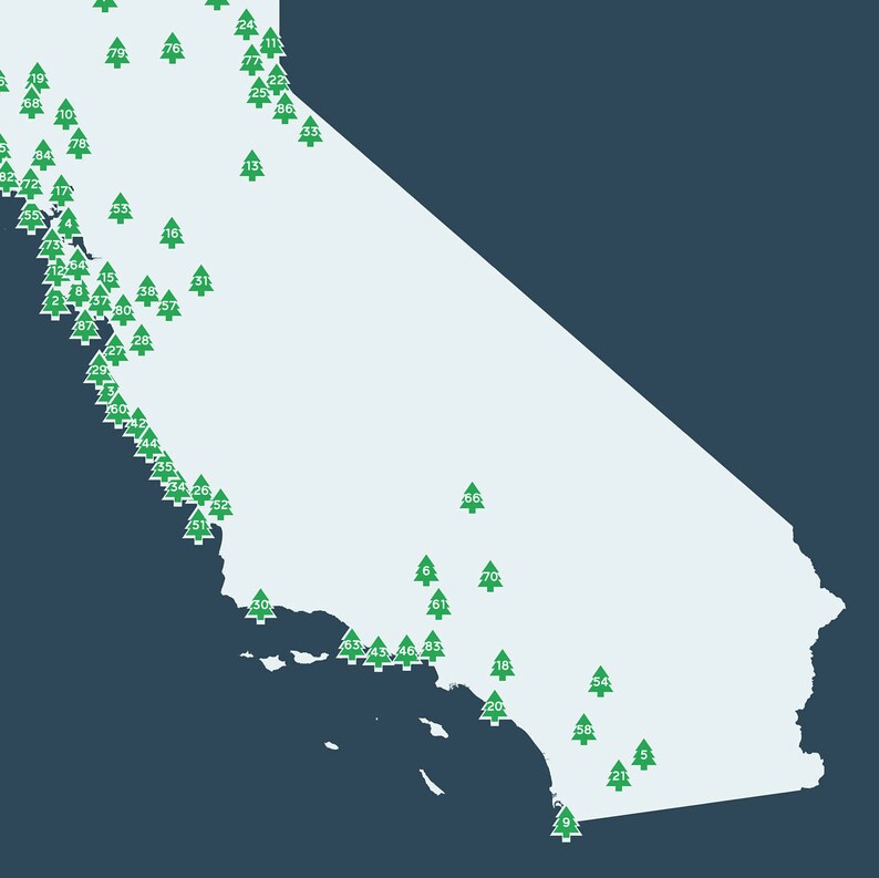 California State Parks Map Printable 16x20 Gift - Etsy