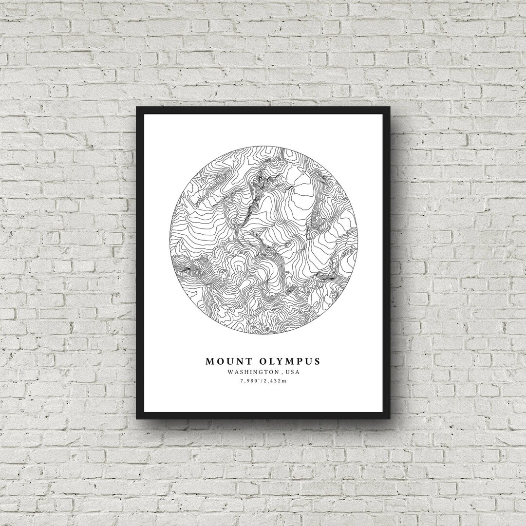 Mount Olympus Topographic Map, Olympic National Park Map, Topographical ...