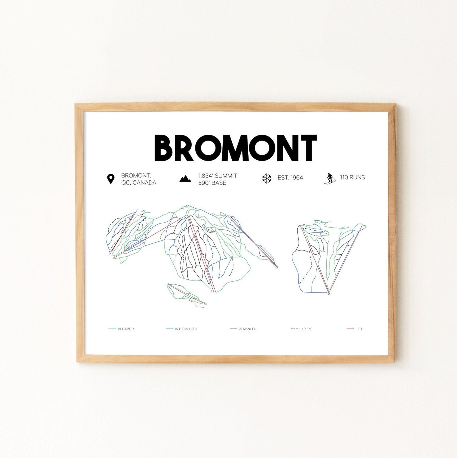 Bromont QC Printable Ski Trail Map Bromont Quebec Canada Map - Etsy
