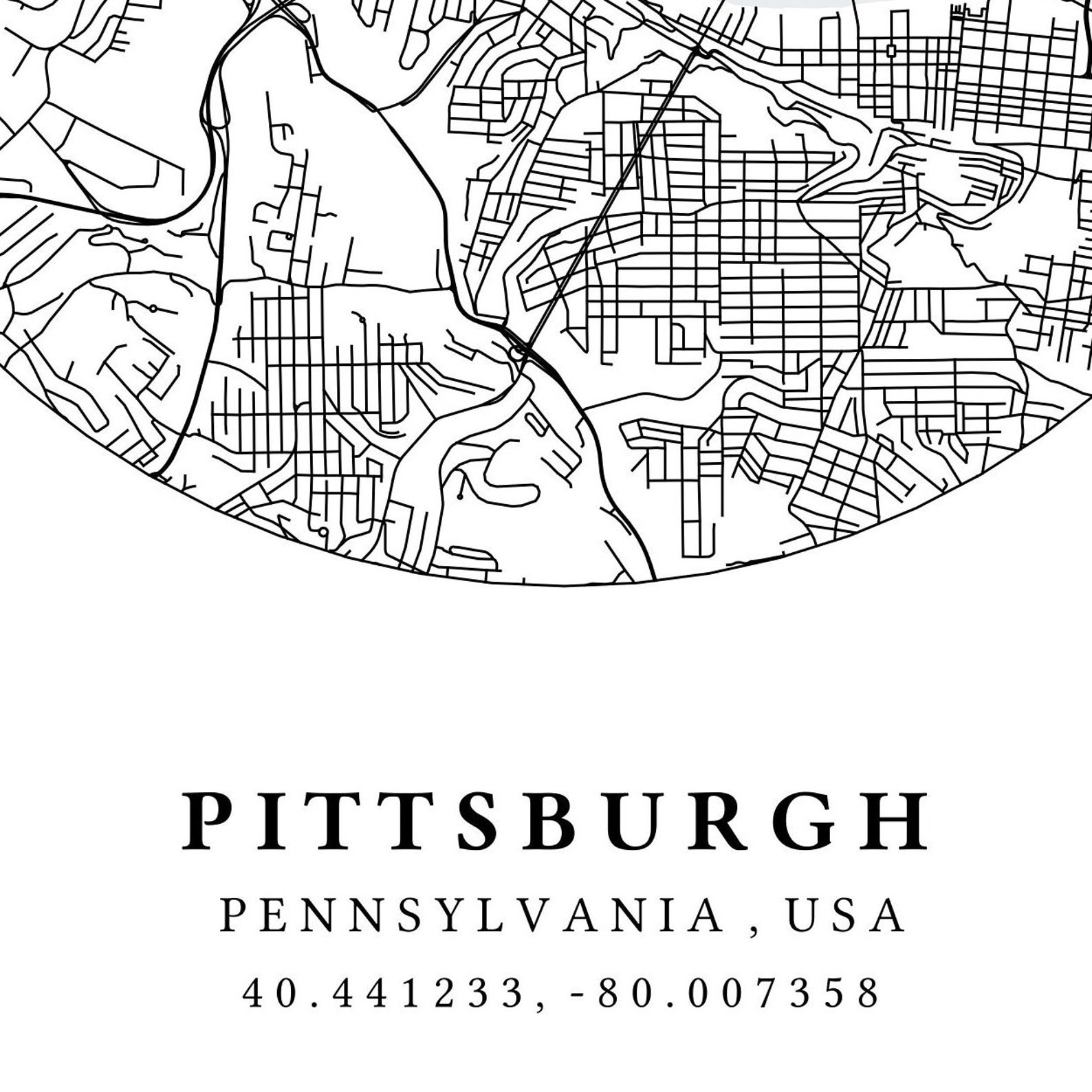 Pittsburgh Printable Map, Pittsburgh Map Poster, Pittsburgh ...