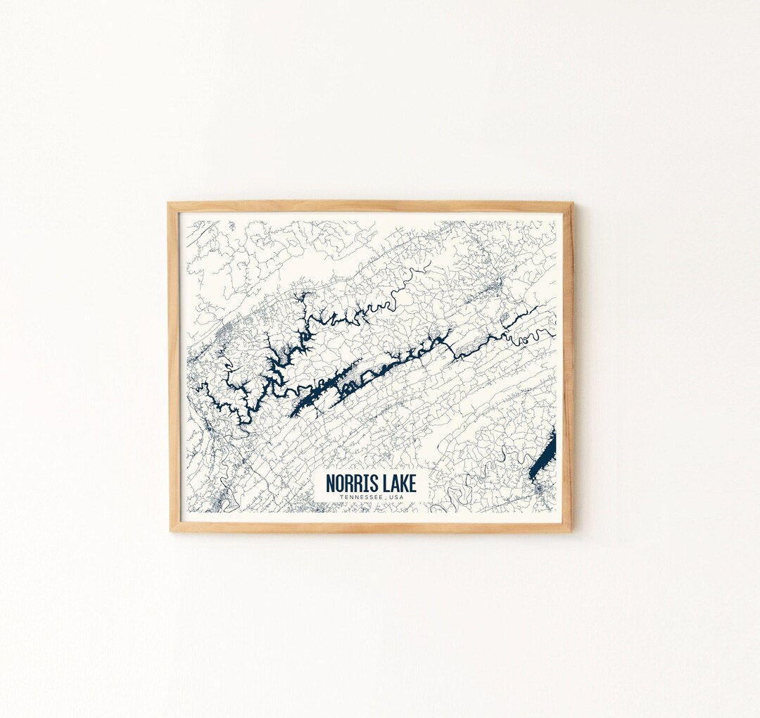 Norris Lake Printable Map Poster, Norris Lake Tennessee Digital ...