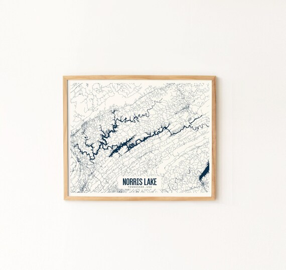 Norris Lake Printable Map Poster Norris Lake Tennessee | Etsy