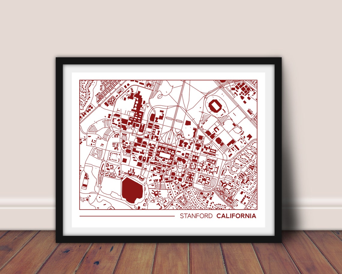 Stanford California printable map Stanford campus map gift | Etsy