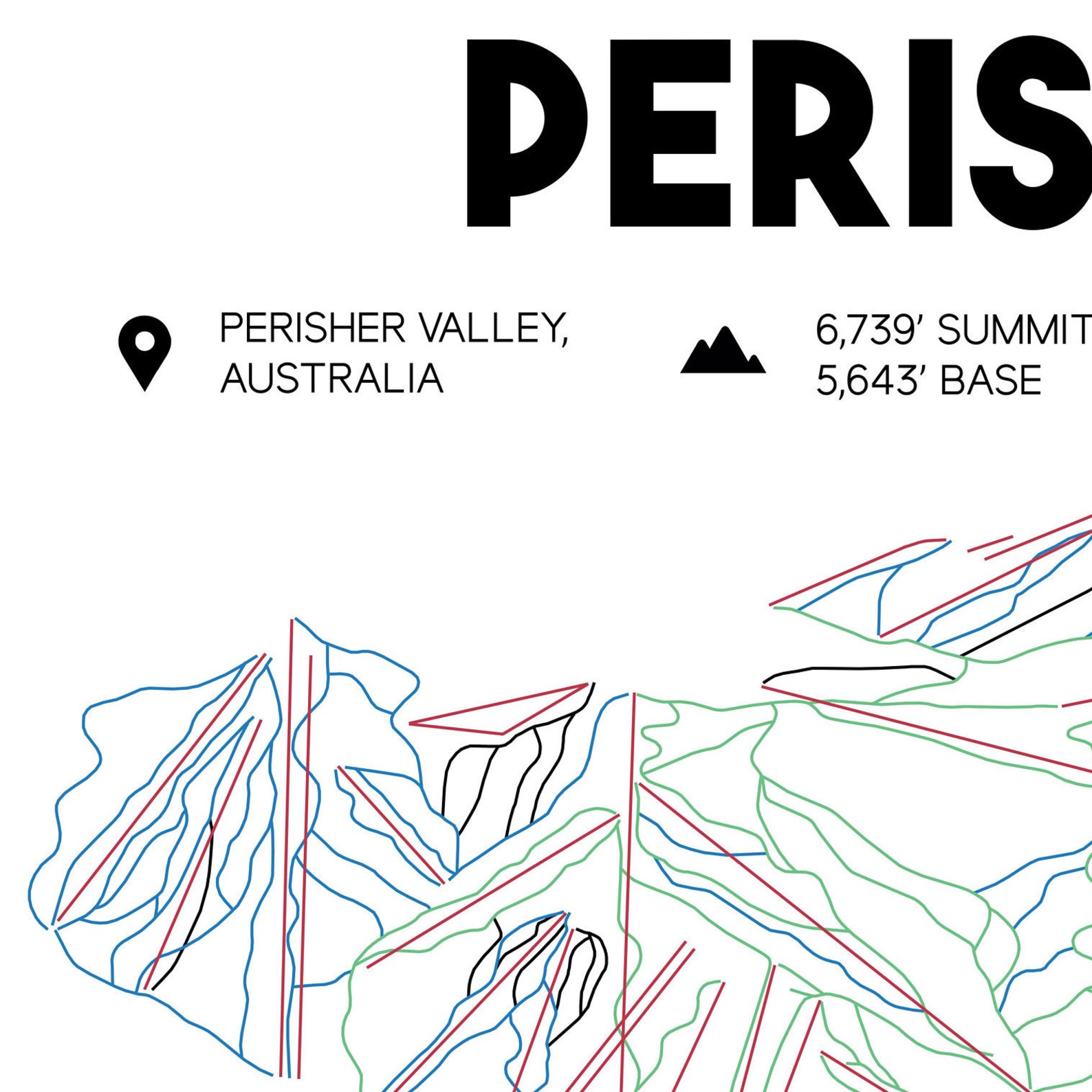 Perisher Australia Ski Resort Map 16x20 Perisher - Etsy