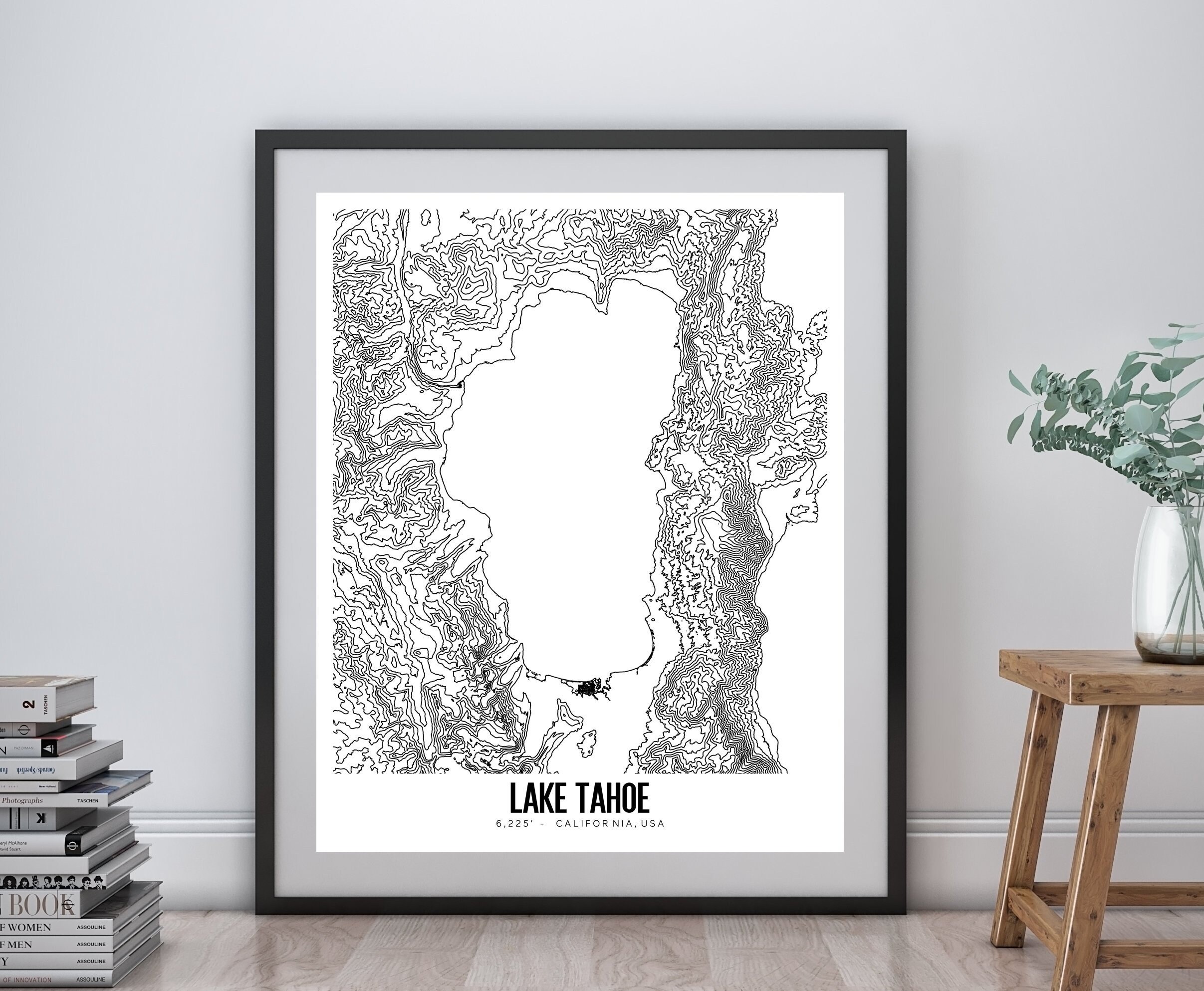 Lake Tahoe Printable Topographic Map Lake Tahoe Map Lake | Etsy