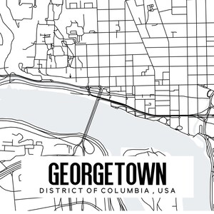 Georgetown D.C. Map Printable, DC City Map Art, Washington Map Art, DC ...