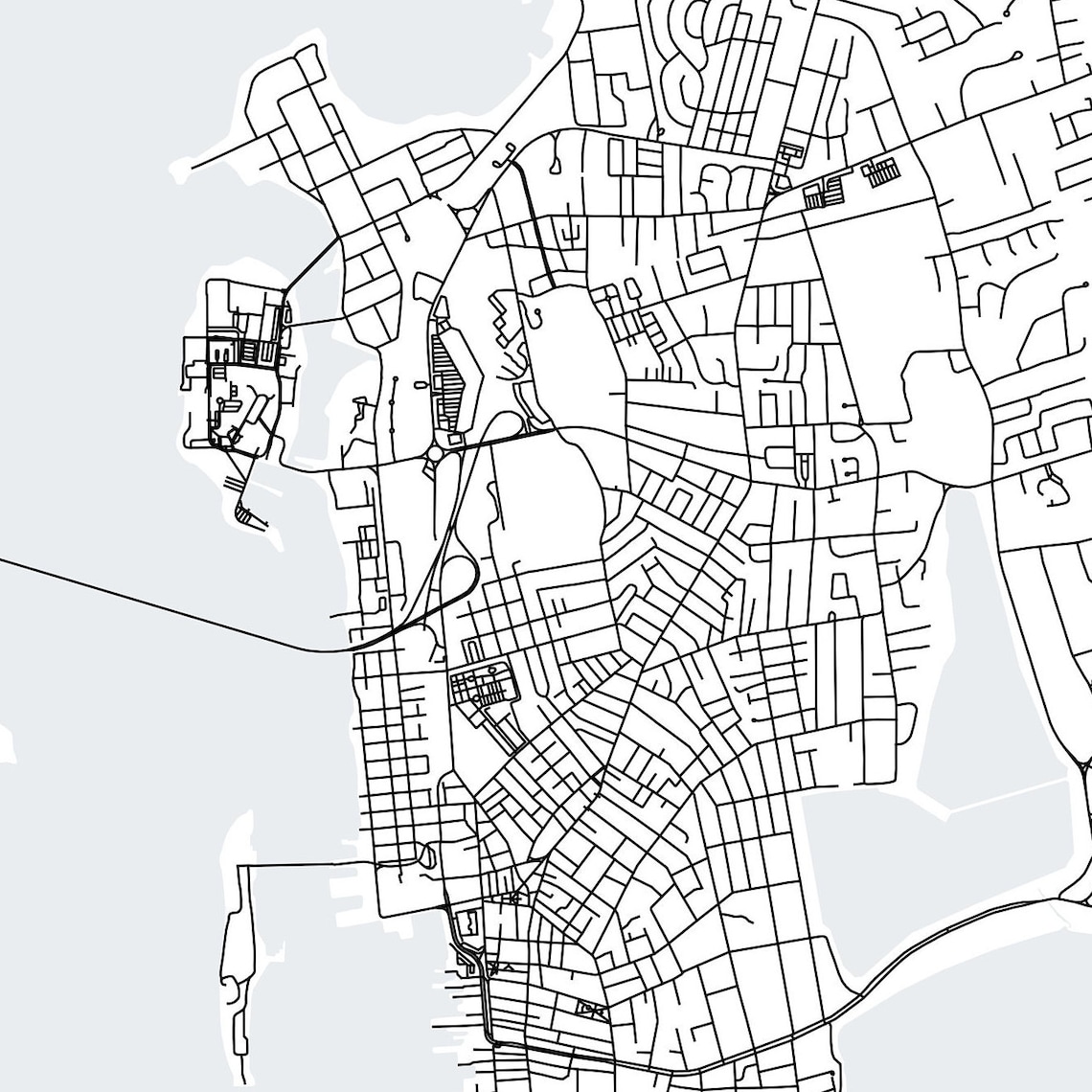 Newport Rhode Island Printable Downtown Street Map Rhode - Etsy