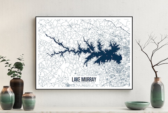 Lake Murray South Carolina Printable Map Poster Lake Murry SC - Etsy