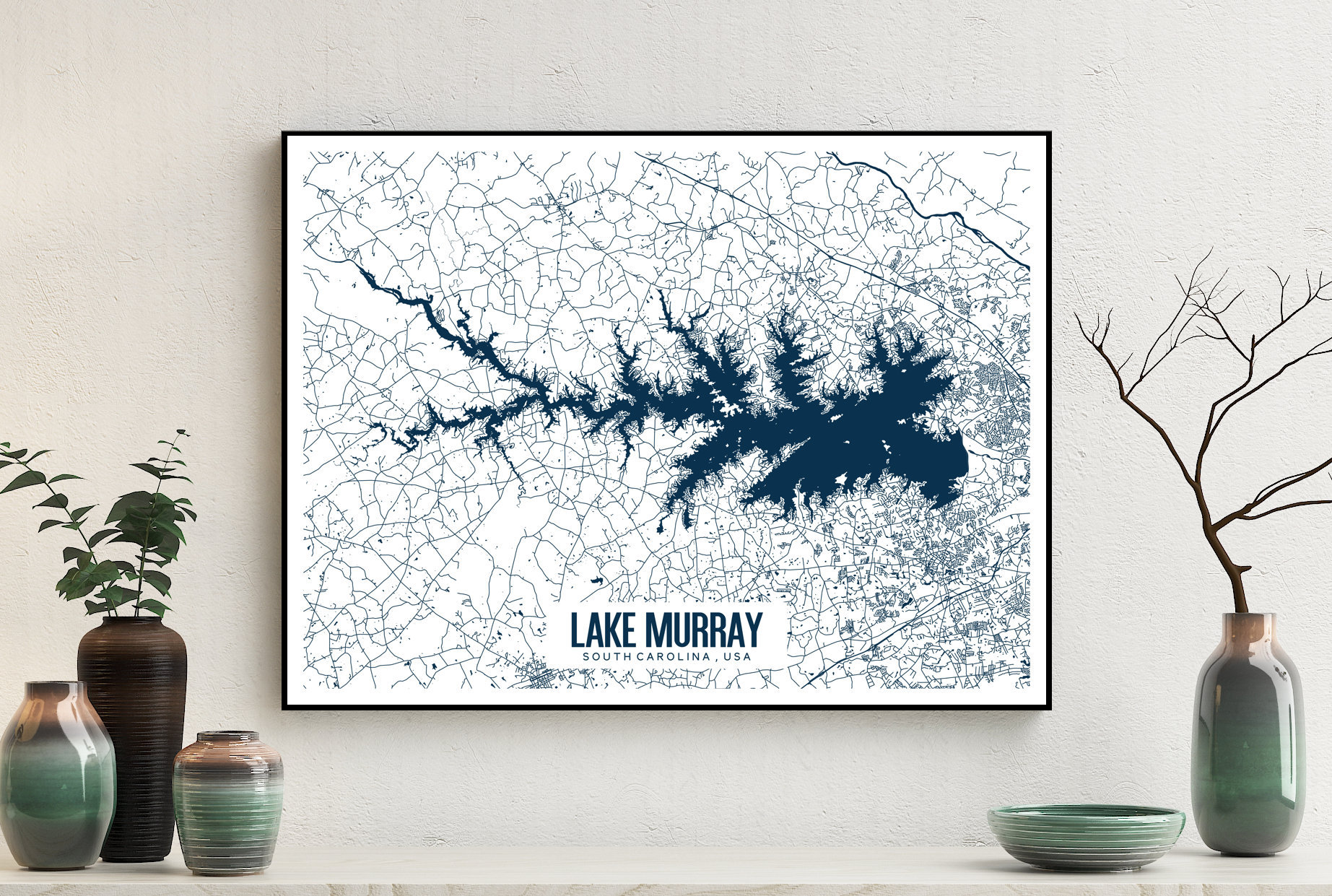 Lake Murray South Carolina Printable Map Poster Lake Murry SC - Etsy