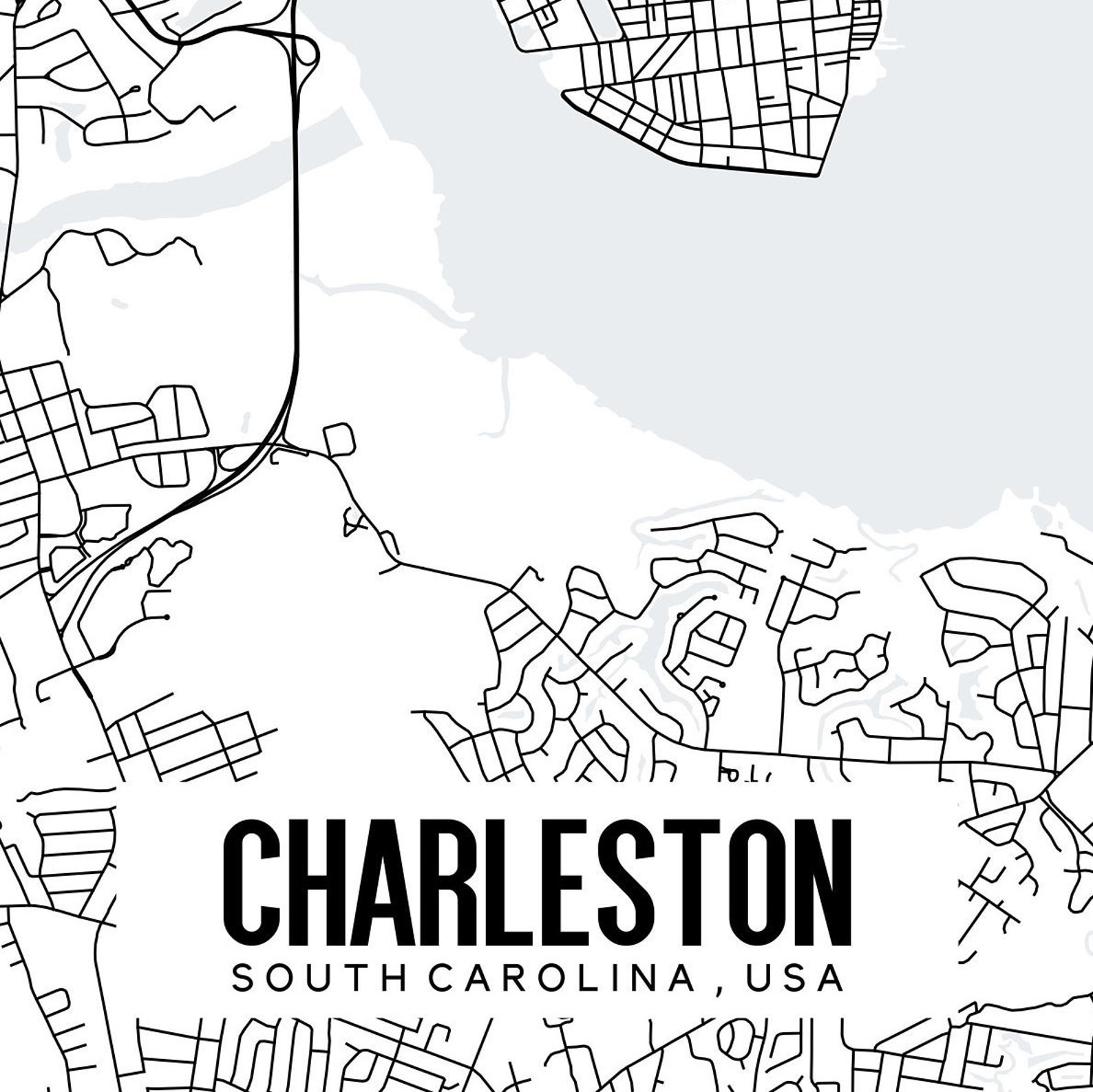 Charleston South Carolina Printable Map Charleston Sc Map - Etsy