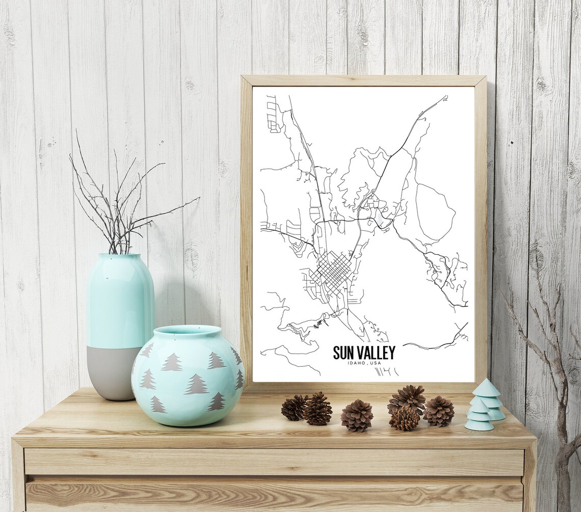 Sun Valley Idaho Printable Map City Map Art Sun Valley Wall | Etsy