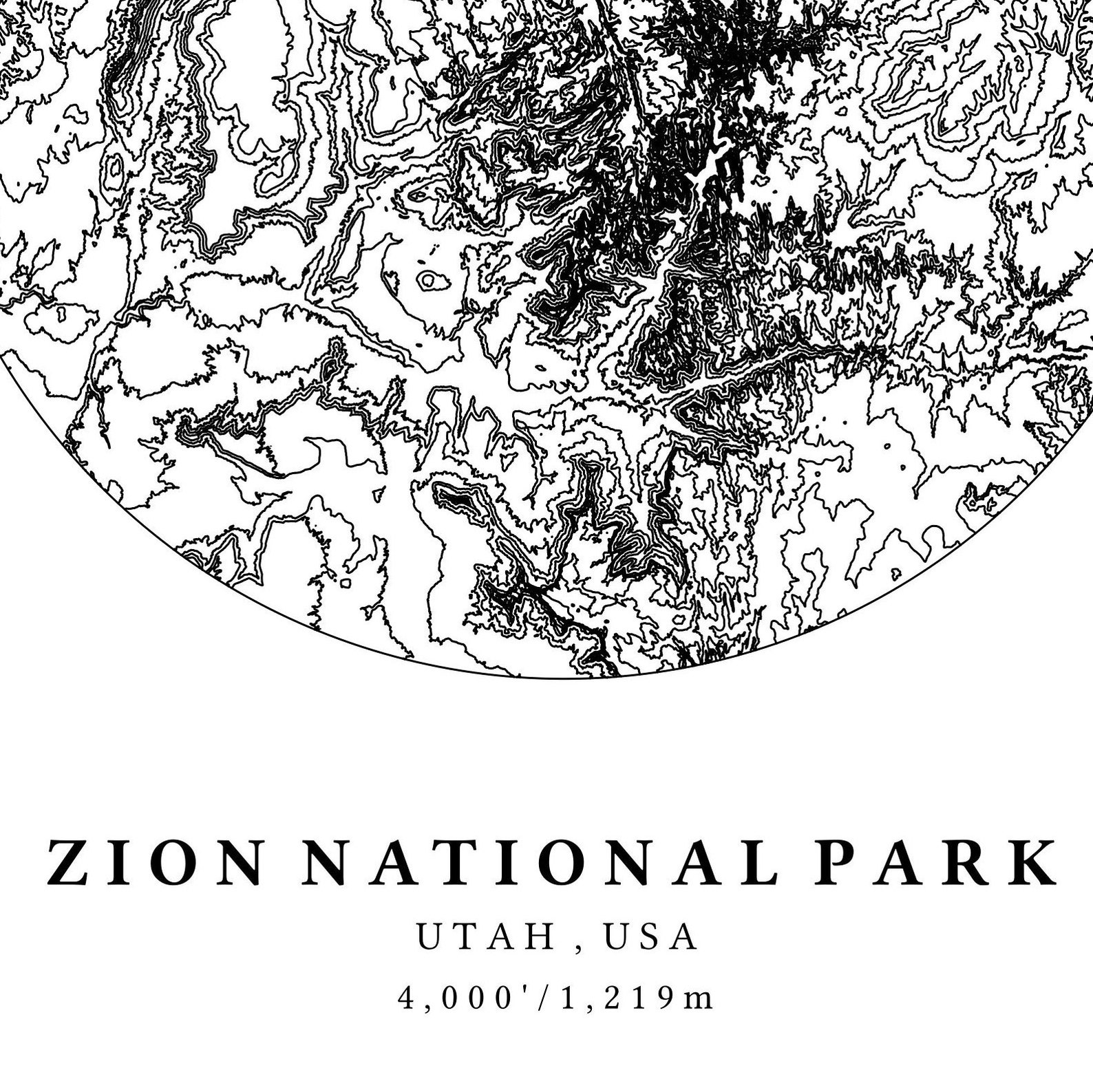 Zion National Park Printable Topographic Map Zion Map Zion - Etsy