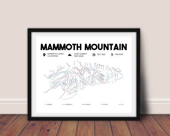 Mammoth Mountain map Mammoth Calfornia Printable Ski Map | Etsy