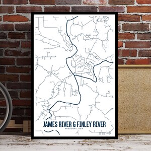 James River and Finley River Confluence Printable Map - Etsy
