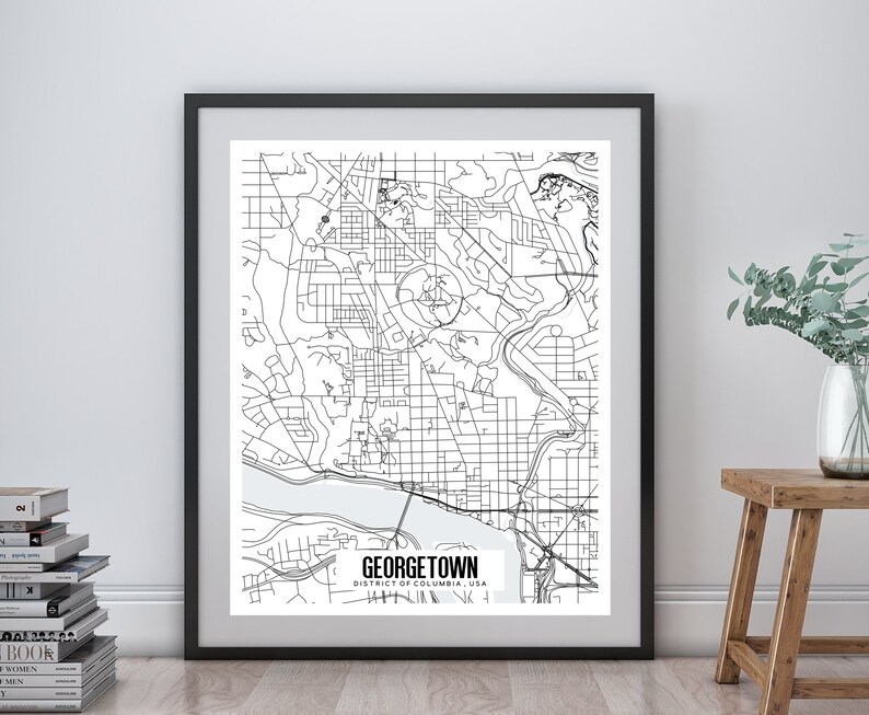 Georgetown D.C. Map Printable DC city map art Washington map | Etsy