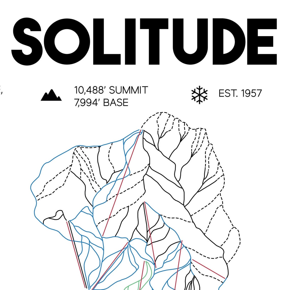 Solitude Printable Ski Trail Map Solitude Utah Trail Map | Etsy
