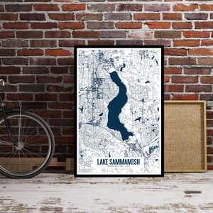 Lake Sammamish Washington Printable Map, Lake Sammamish Wall Art, Lake ...