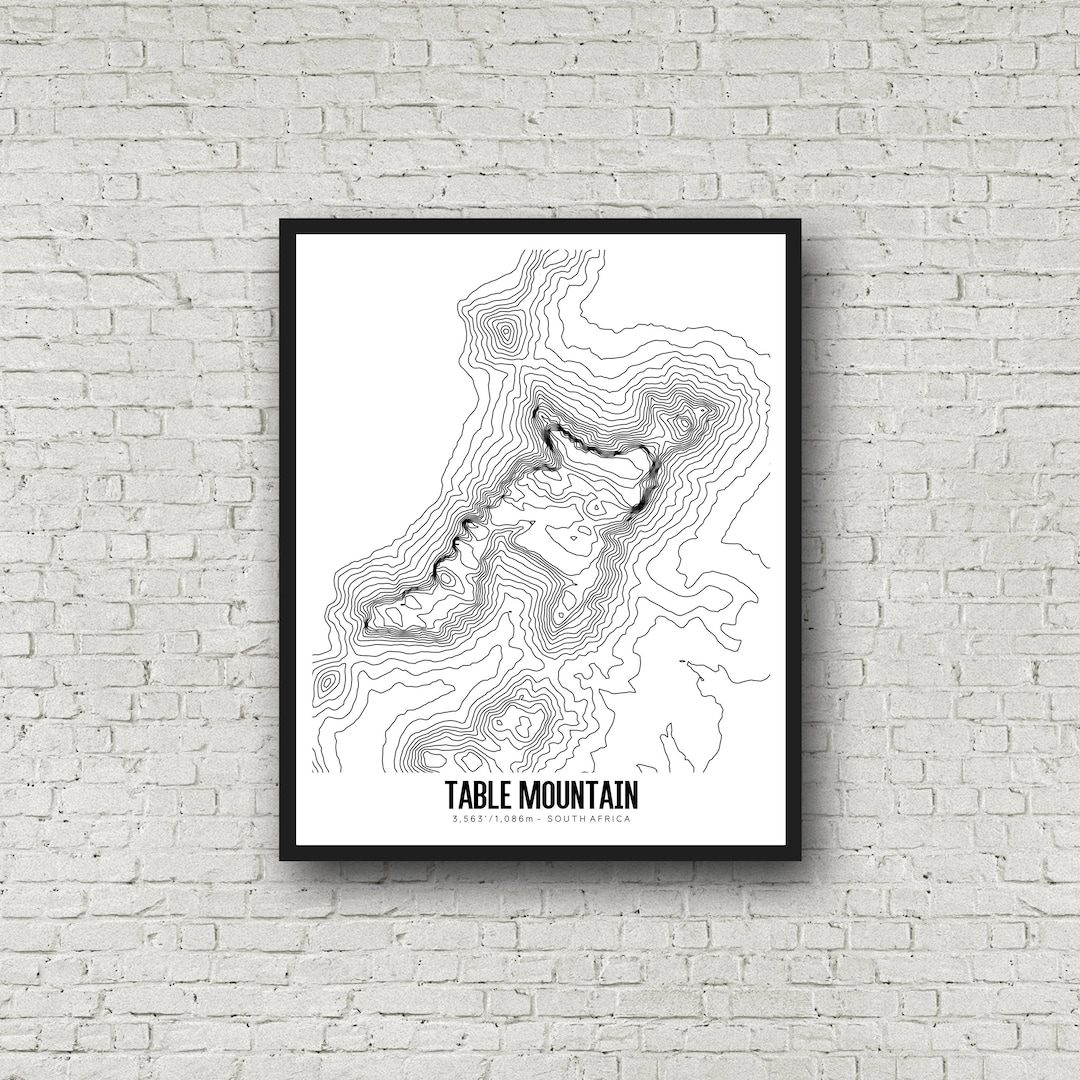 Table Mountain Topographic Map, Cape Town Map, South Africa Print ...