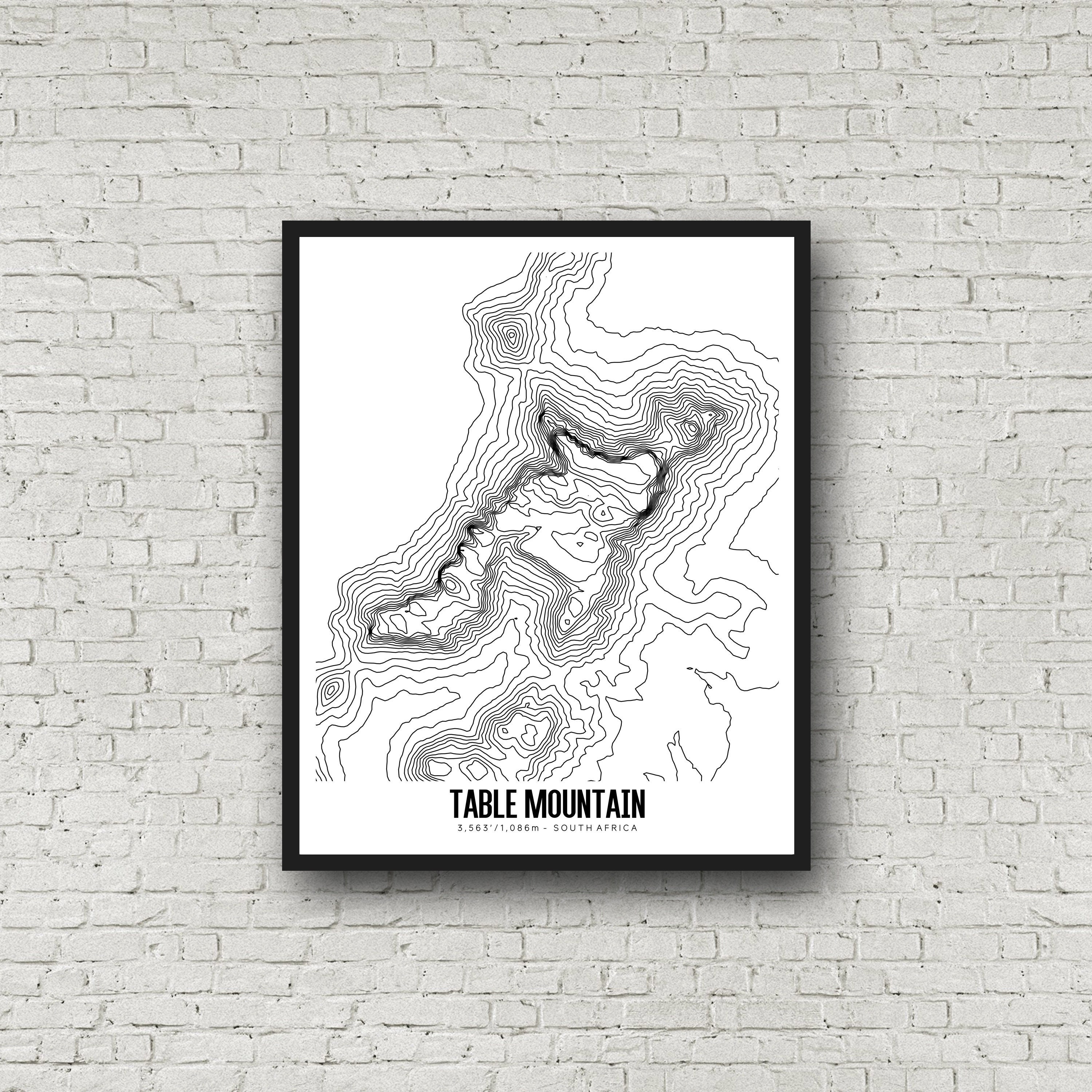 Table Mountain Topographic Map Cape Town Map South Africa - Etsy