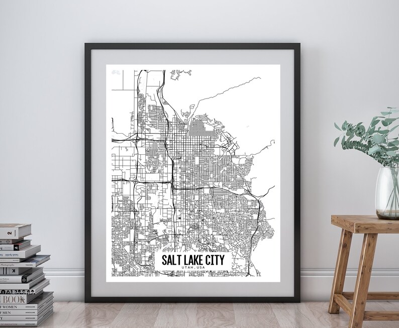Salt Lake City Utah Map Printable Printable Map for Office | Etsy
