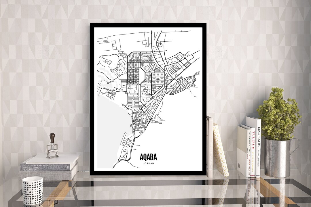 Aquaba Jordan Printable Map Aqaba City Map Art Asia Map - Etsy