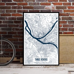 Pittsburgh Three Rivers Printable Map, Three Rivers Map, Three Rivers ...