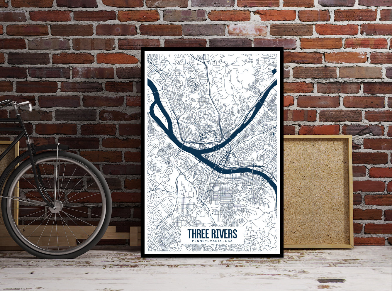 Pittsburgh Three Rivers Printable Map Three Rivers Map Three | Etsy