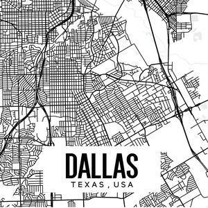 Dallas Texas Printable Map Dallas Map Print Texas Wall Art - Etsy