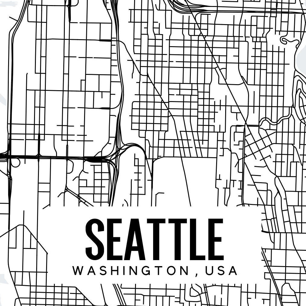 Seattle Map Printable Seattle Map Poster Seattle Washington - Etsy