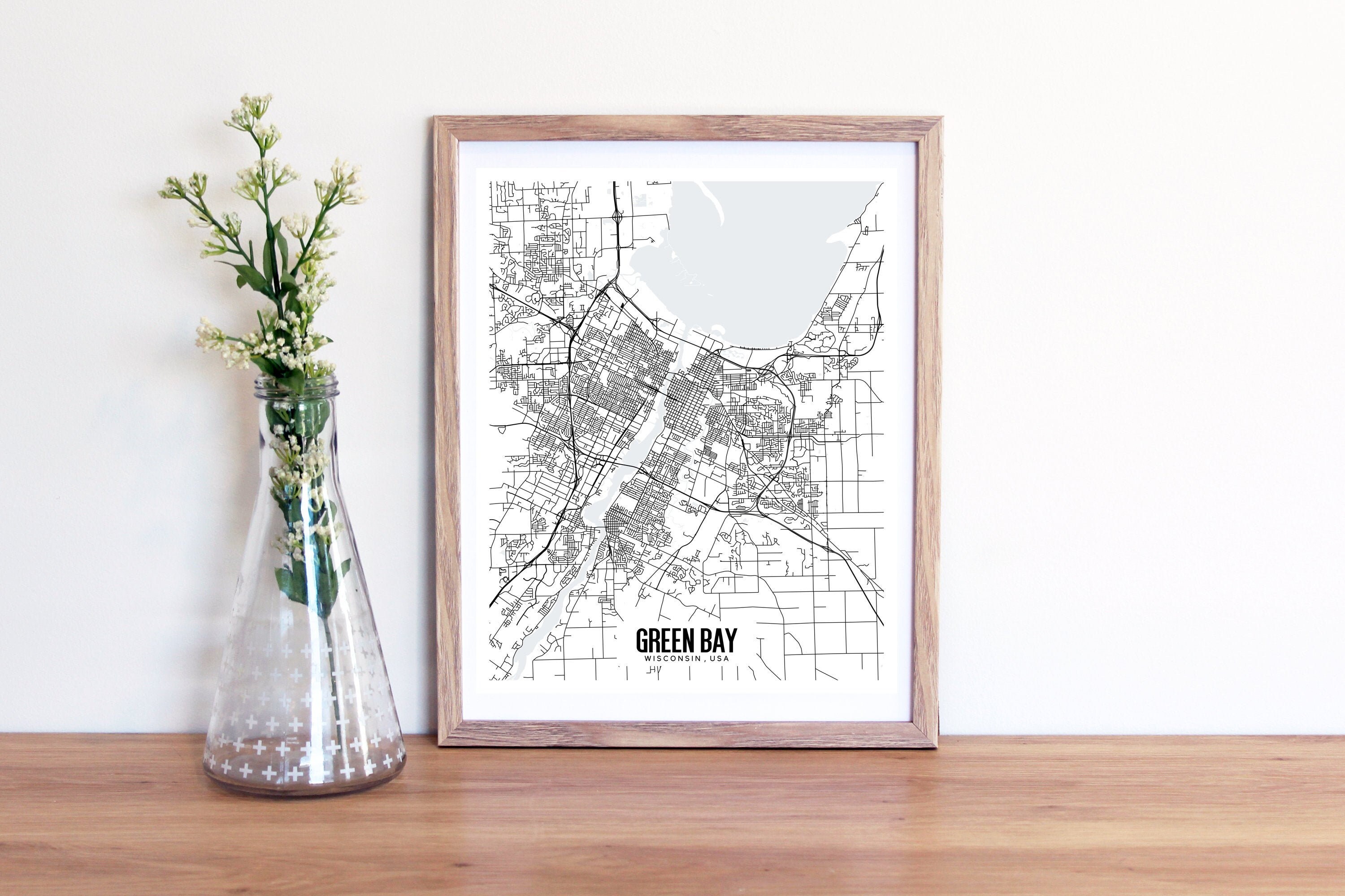 Green Bay Wisconsin Map Printable Printable Map for Office | Etsy