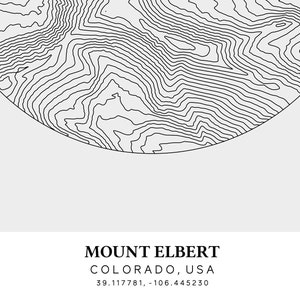 Mount Elbert Topographic Map, Mt Elbert Map, Mount Elbert Print ...