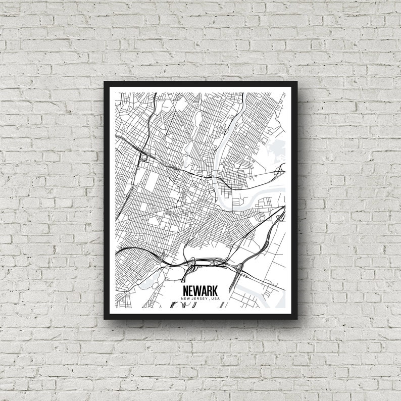 Newark New Jersey Printable Map Newark NJ Map New Jersey Map - Etsy