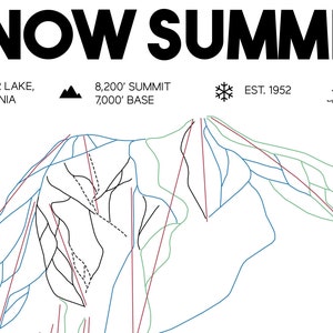 Snow Summit Ski Map Printable, Snow Summit Printable Ski Map 16x20, Big ...